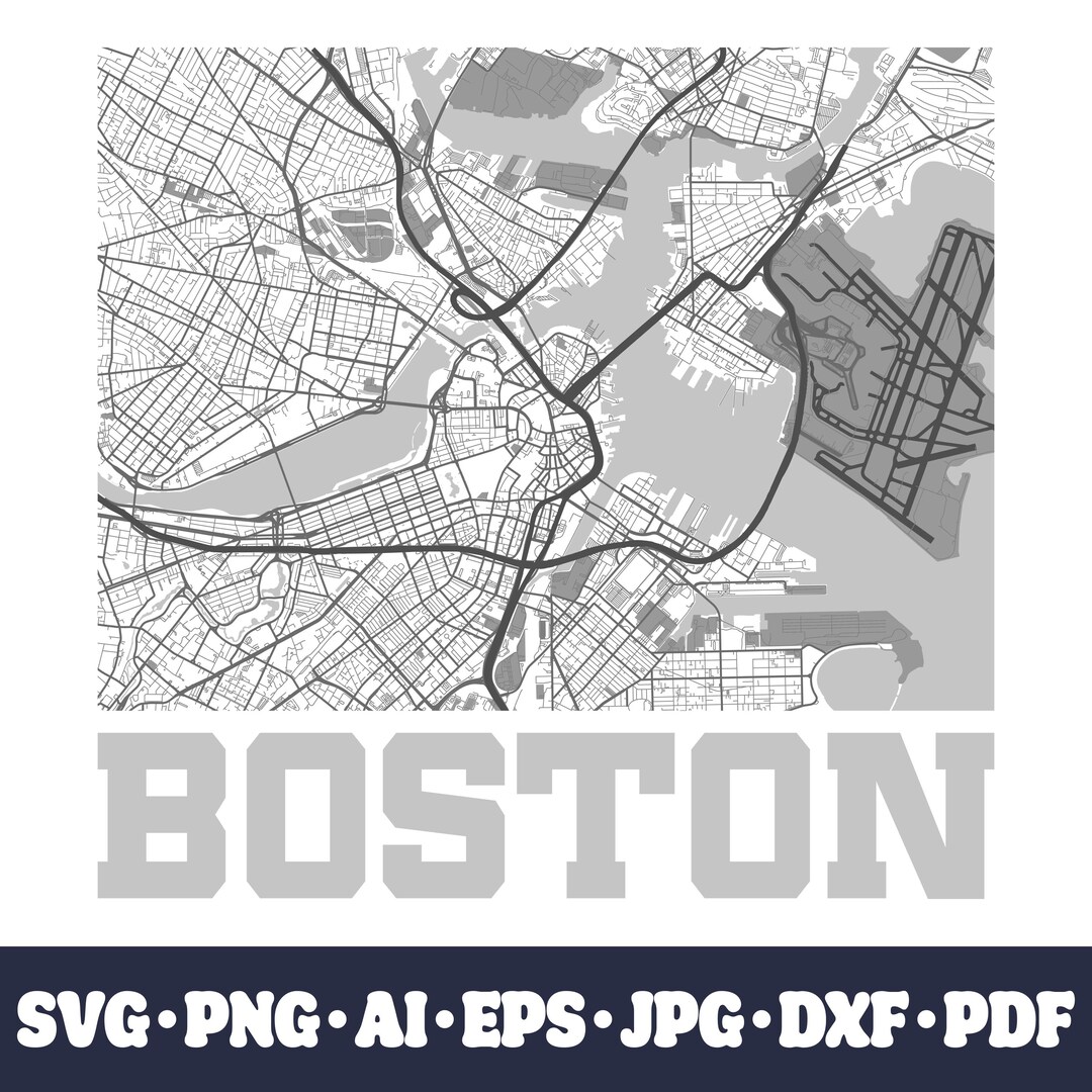 Boston City Map SVG Cricut Cut File. Street DXF Laser Cut CNC. Usa Road ...