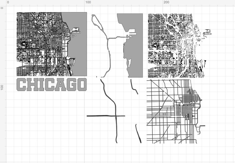 Chicago City Map SVG Cricut Cut File. Street DXF Laser Cut CNC. Usa ...