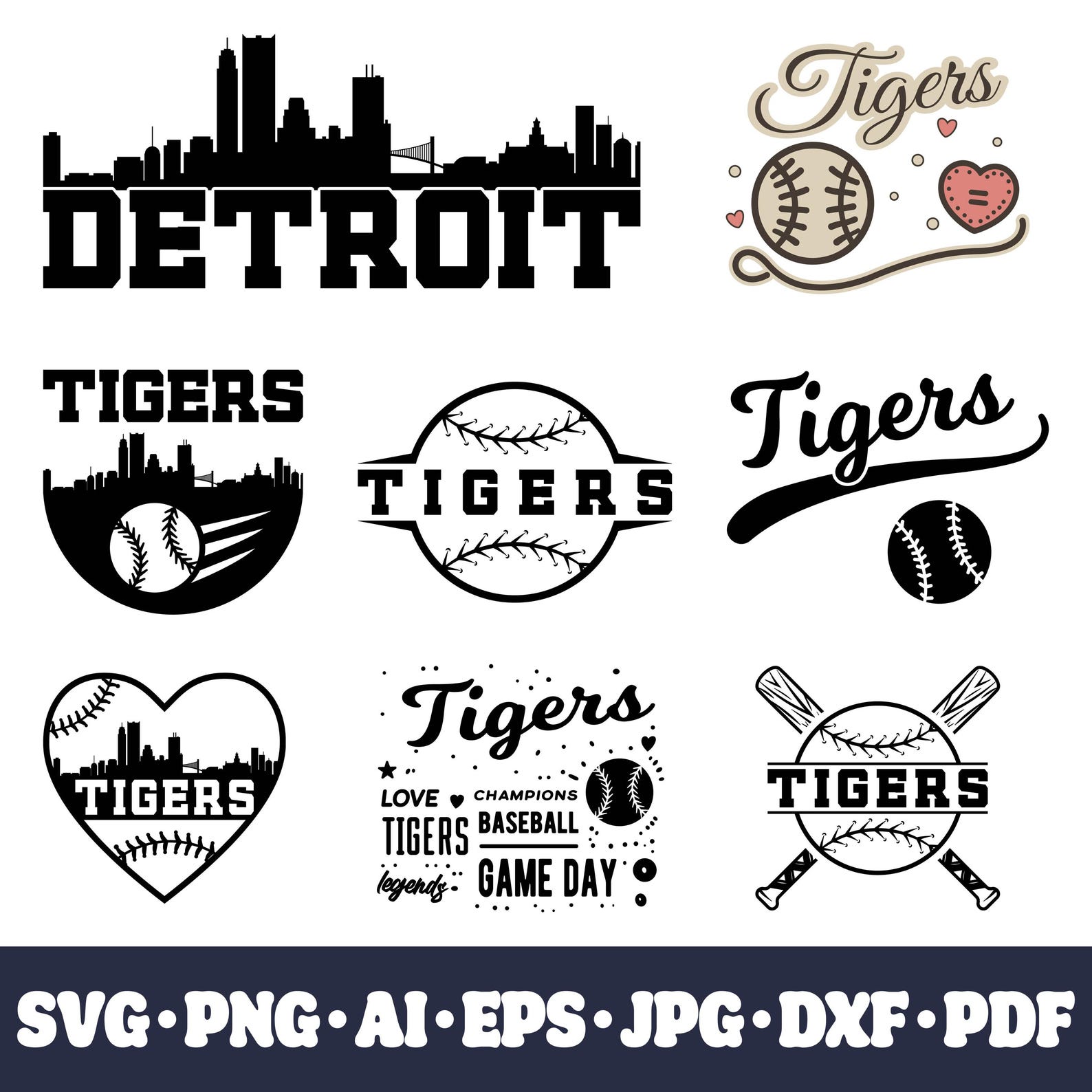 Detroit Baseball Team SVG Bundle, 20 Fan Designs (digital Download) PNG ...