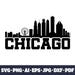 Chicago City Skyline SVG – Cricut Cut File, Cityscape Silhouette PNG ...