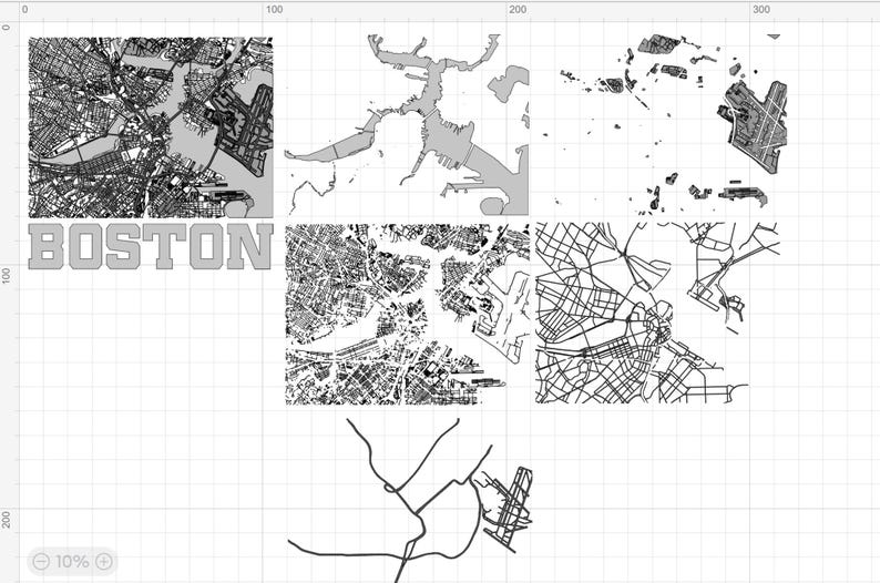 Boston City Map SVG Cricut Cut File. Street DXF Laser Cut CNC. Usa Road ...