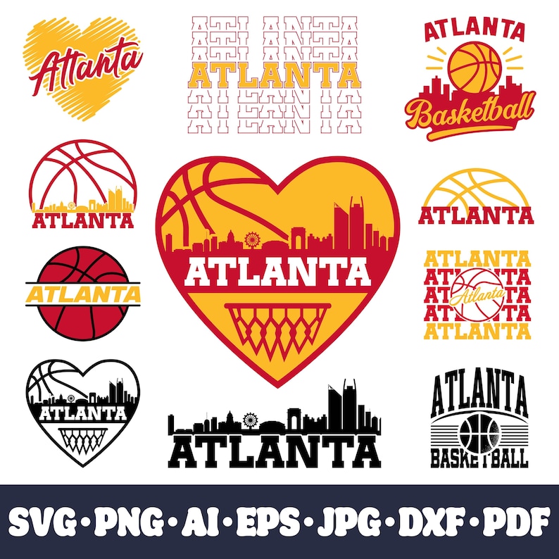 Atlanta Basketball Team Bundle. 11 Fan Designs. SVG Cricut Cut Files ...