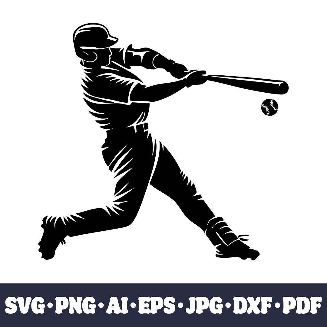 Baseball Player SVG Cricut Cut File. Hitter Silhouette Clipart. Game ...