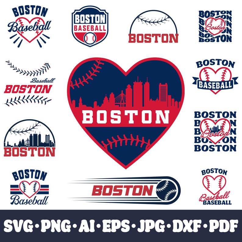 Boston Baseball Team Bundle. 20 Fan Designs. SVG Cricut Cut Files. DIY ...