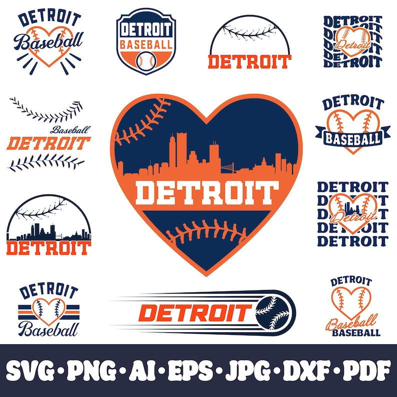 Detroit Baseball Team Bundle. 20 Fan Designs. SVG Cricut Cut Files. DIY ...