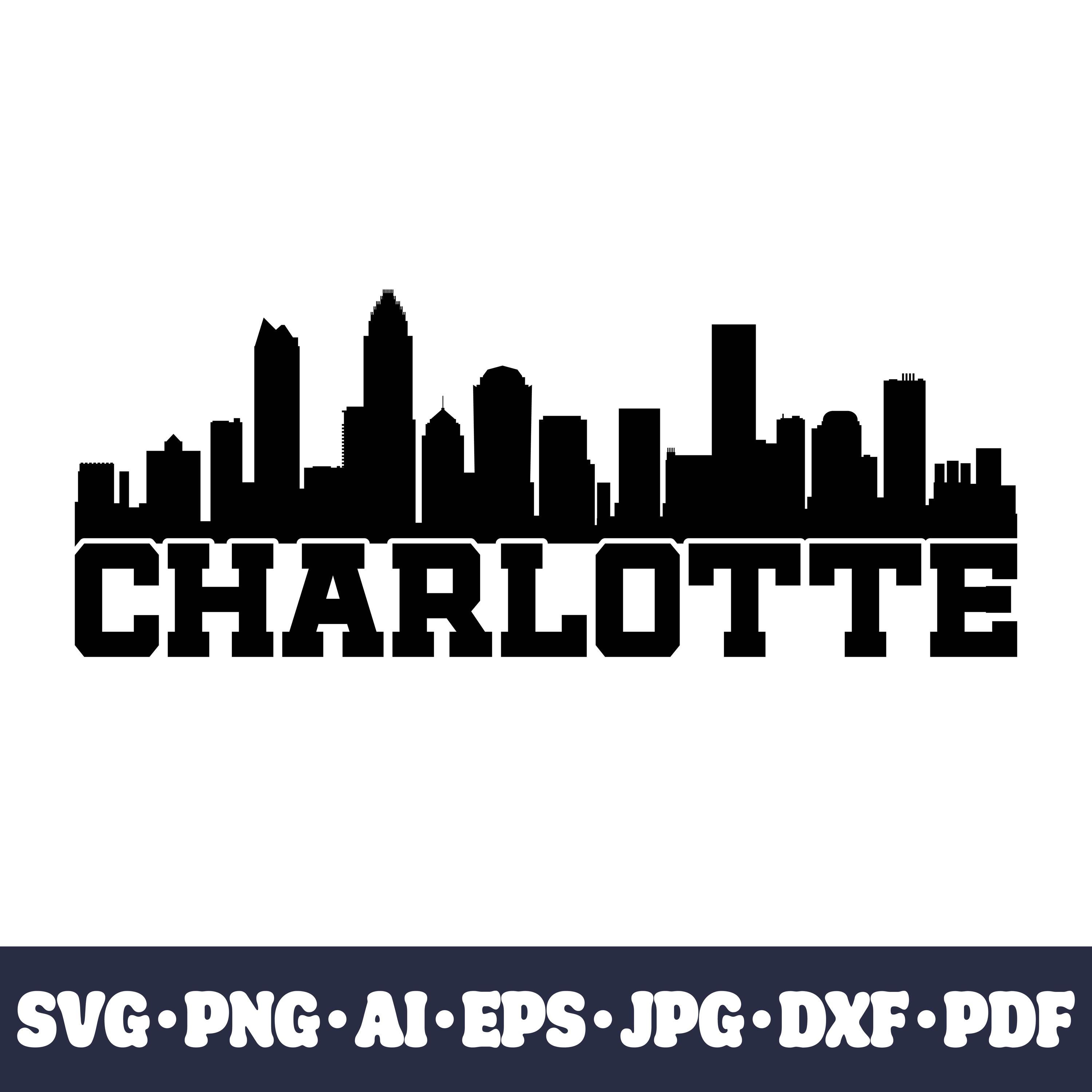 Charlotte City Skyline SVG – Cricut Cut File, Cityscape Silhouette PNG ...