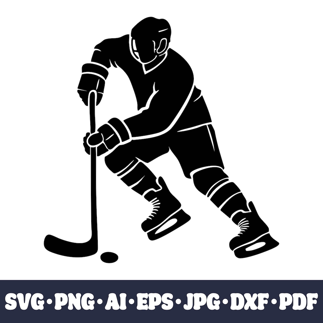 Hockey Player SVG Cricut Cut File. Puck and Stick Silhouette Clipart ...