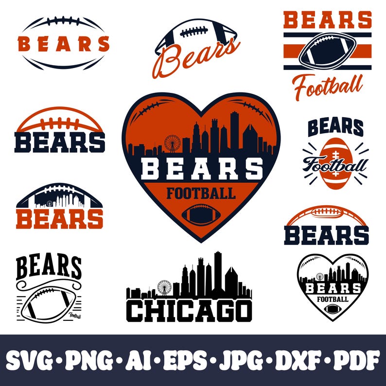 Chicago Football Team SVG Bundle, Fan Designs, PNG Sublimation (digital ...