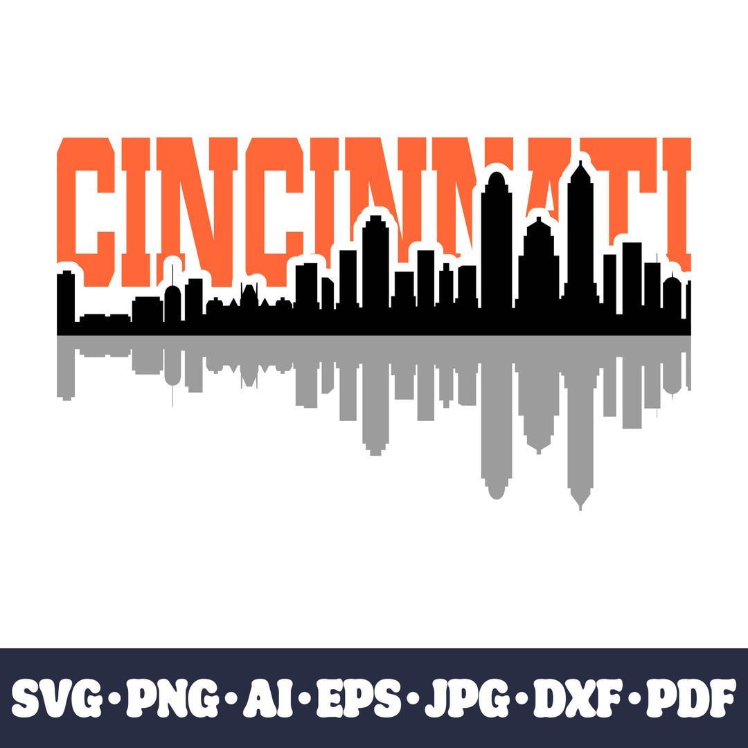 Cincinnati City Skyline SVG – Cricut Cut File, Cityscape Silhouette PNG ...