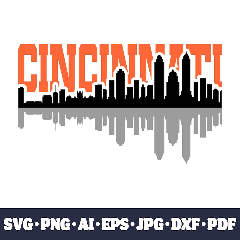 Cincinnati City Skyline SVG – Cricut Cut File, Cityscape Silhouette PNG ...