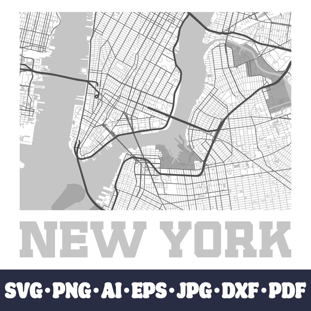 New York City Map SVG Cricut Cut File. Street DXF Laser Cut CNC. Usa ...
