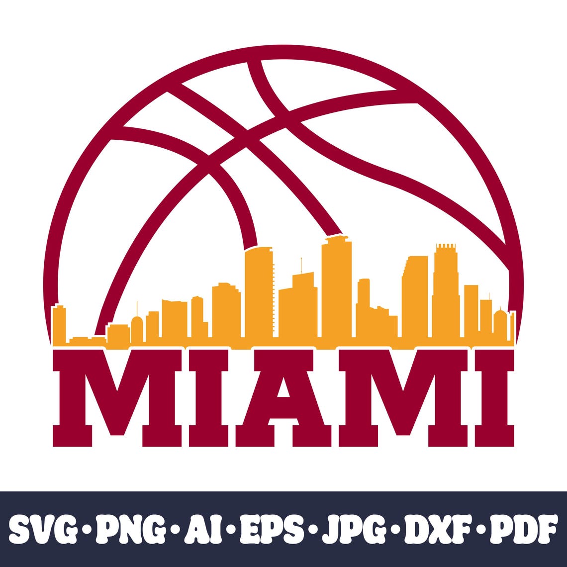 Miami Basketball Team SVG Cricut Cut File. City PNG Clipart. Silhouette ...