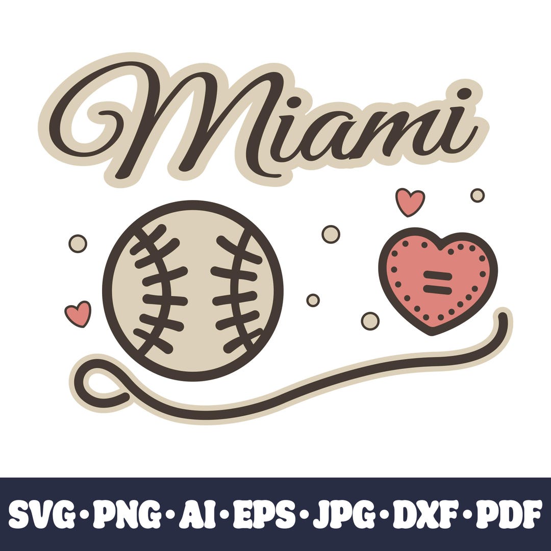 Miami Baseball Team SVG Cricut Cut File. City PNG Clipart. Silhouette ...