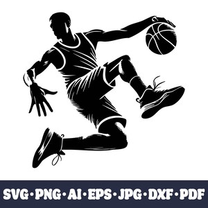 Basketball Player SVG Cricut Cut File. Dunk. Silhouette Clipart. Game ...