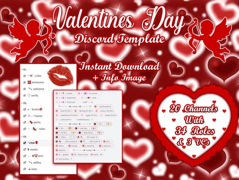 Valentines Day Themed Discord Template - Etsy