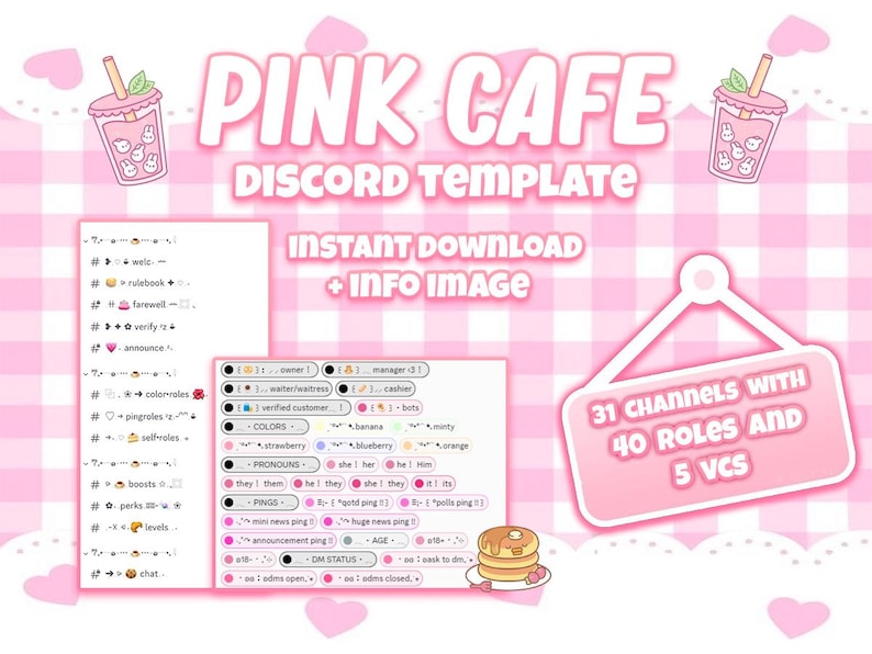 Pink Cafe Themed Discord Server Template - Etsy