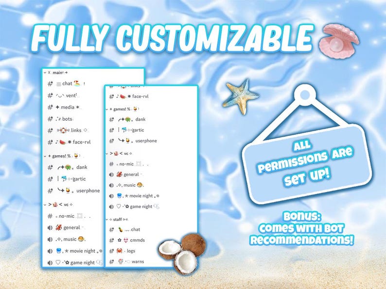 Beach Themed Discord Server Template - Etsy