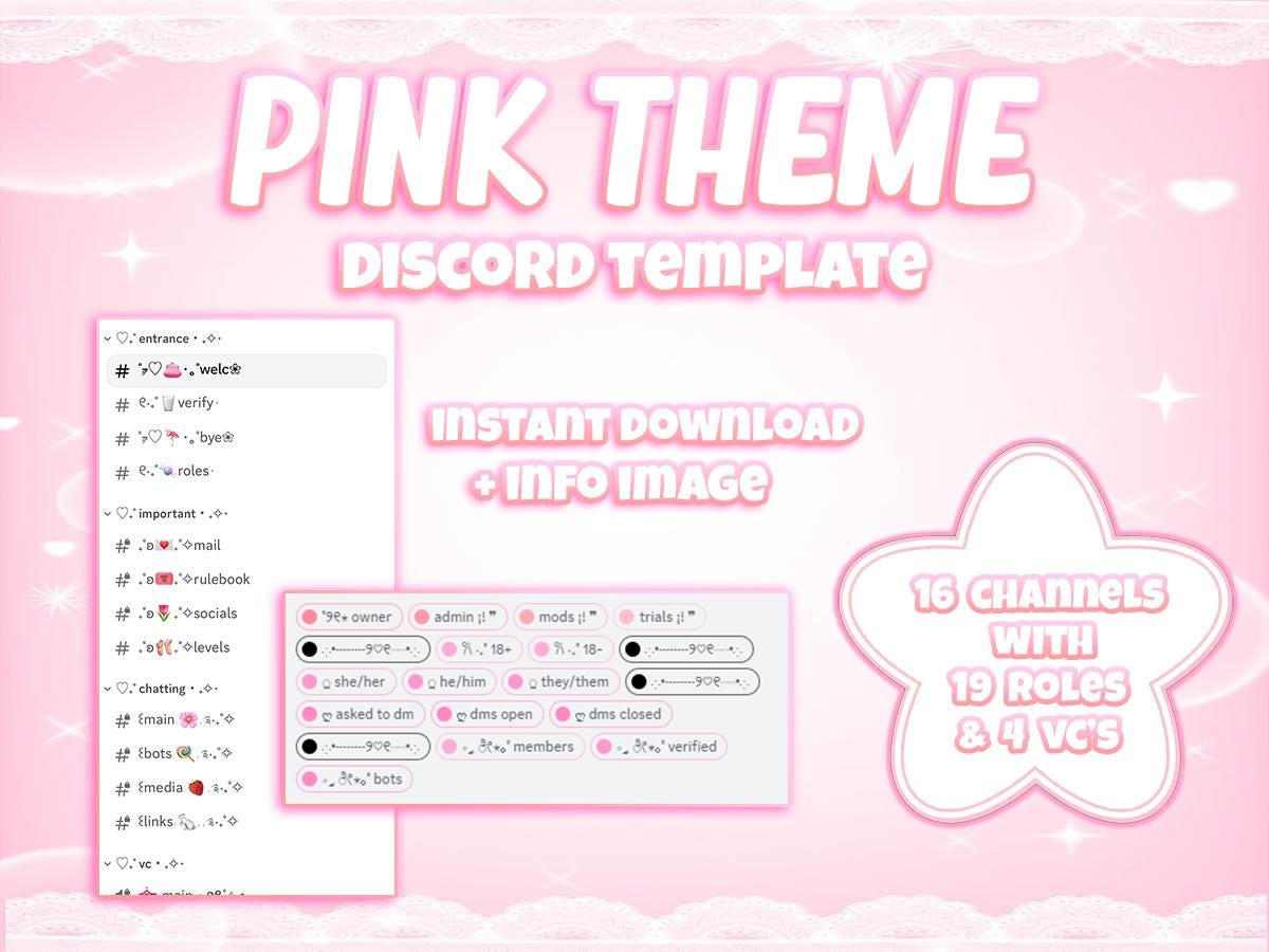 Pink Themed Discord Server Template - Etsy