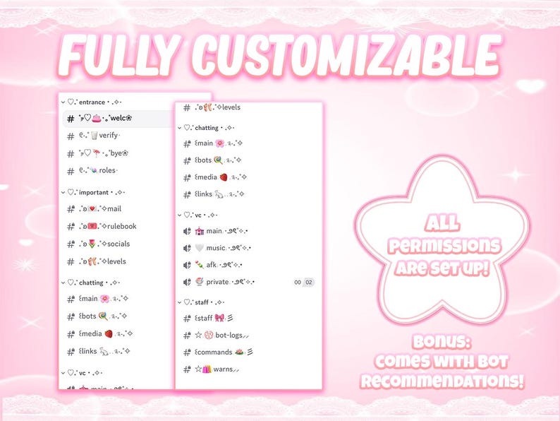 Pink Themed Discord Server Template - Etsy