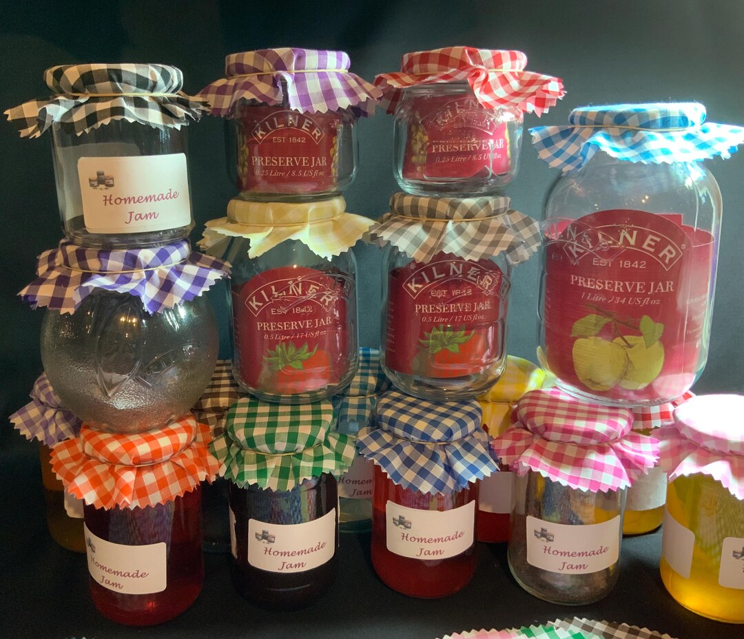 JAM COVERS Fabric 2 Sizes Avalible X 36 GINGHAM Includes Bands. 11 ...