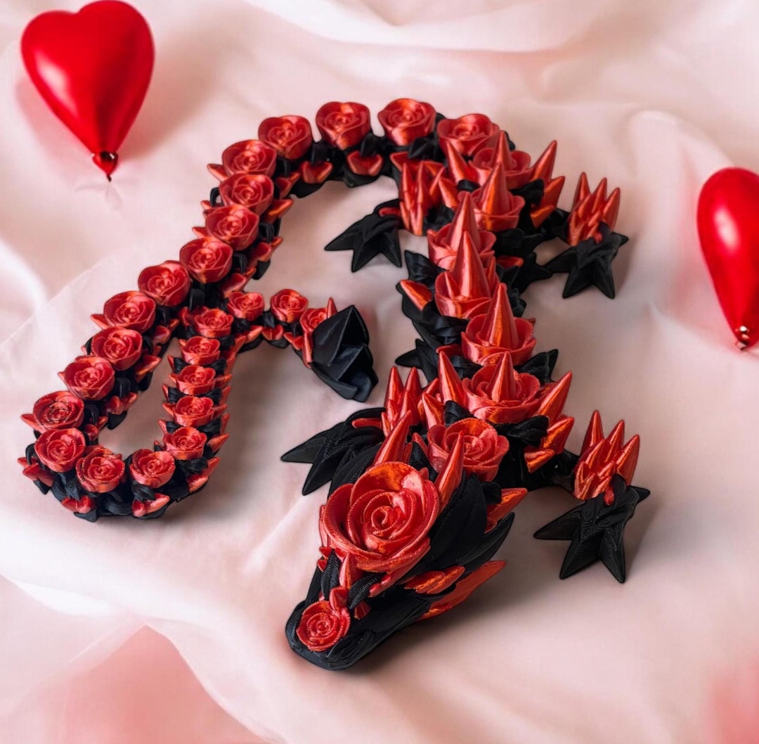 Large Rose Dragon: Articulated Fidget Toy, Valentines Gift - Etsy UK