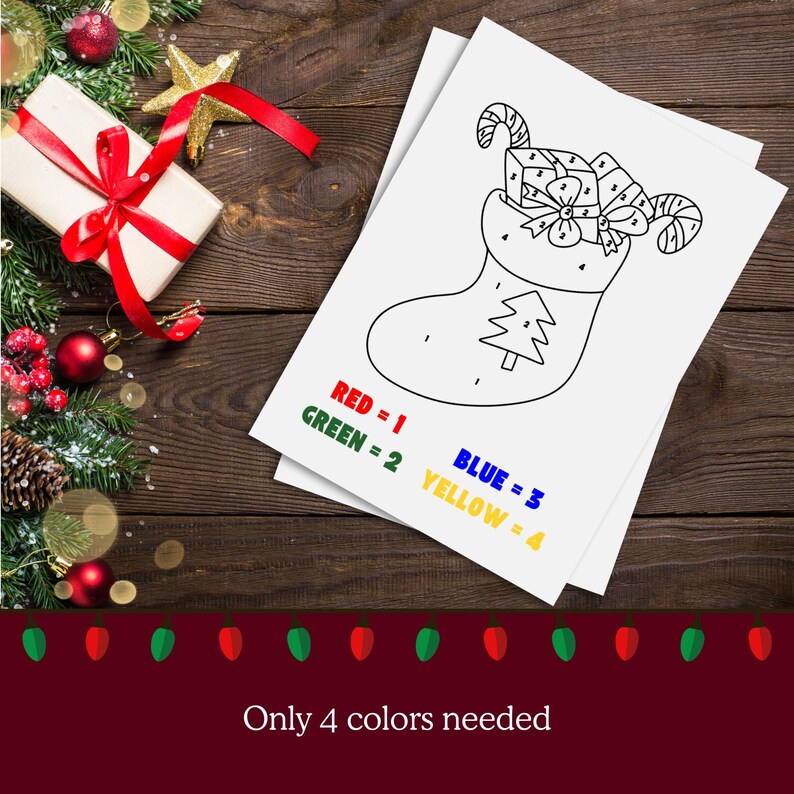 Christmas Color by Number Printable Coloring Book Fun Holiday Activity ...