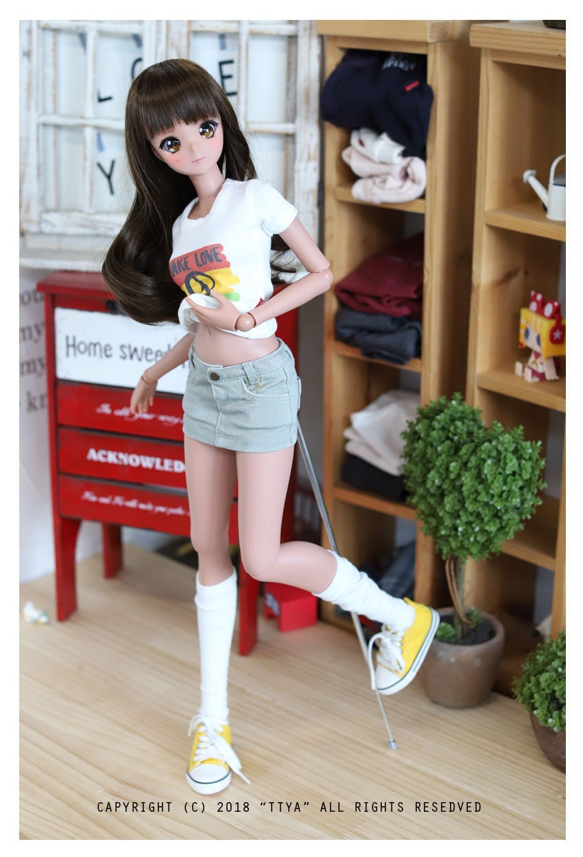 Stone Washing Cotton Skirts L.khaki for Smart Doll | Etsy