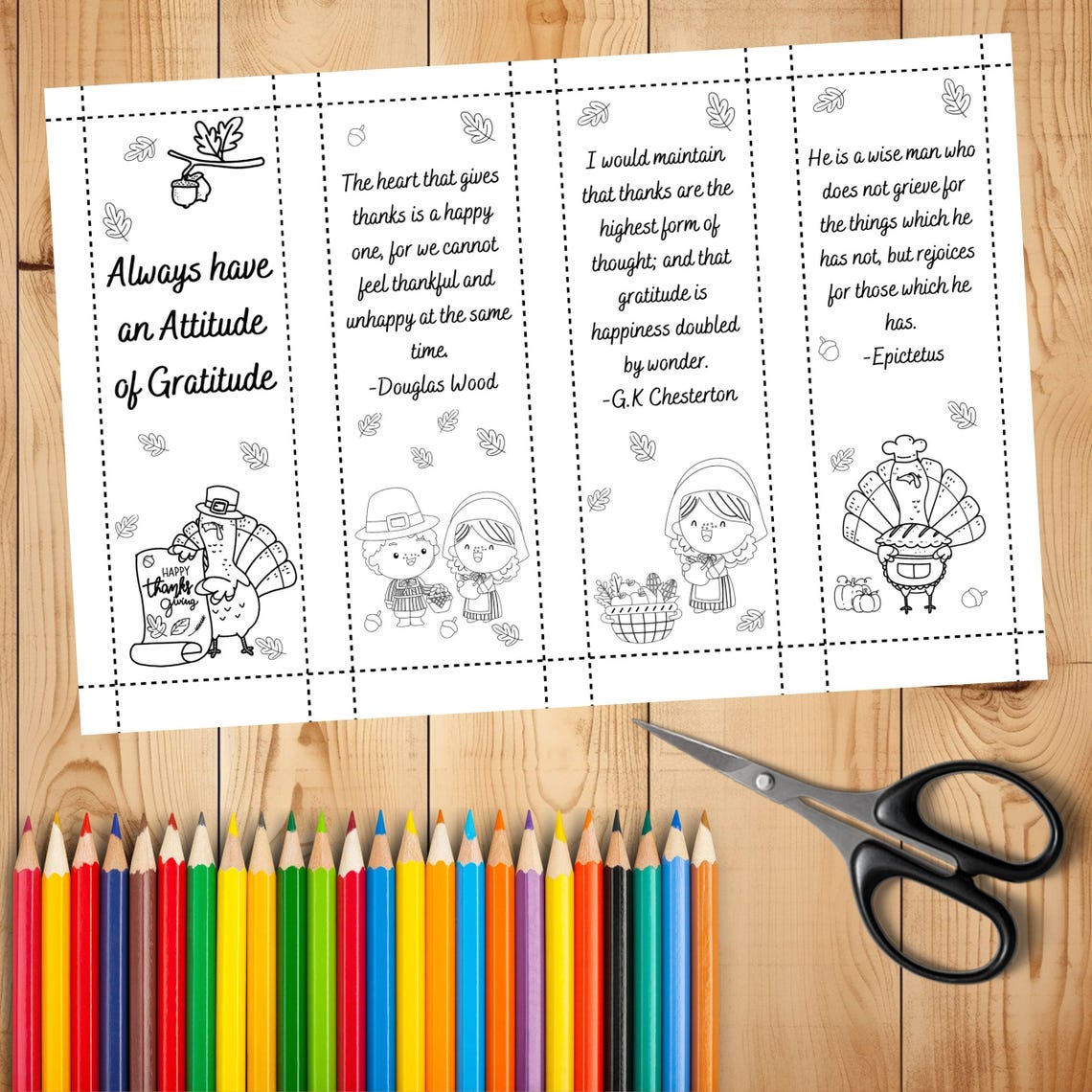 8 Printable Fall Coloring Bookmarks | Digital PDF Download | Coloring ...