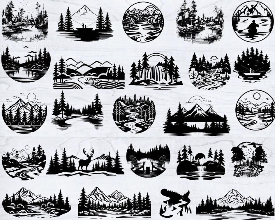 High Quality River Scene SVG Bundle, River Scene Dxf, River Scene Png ...