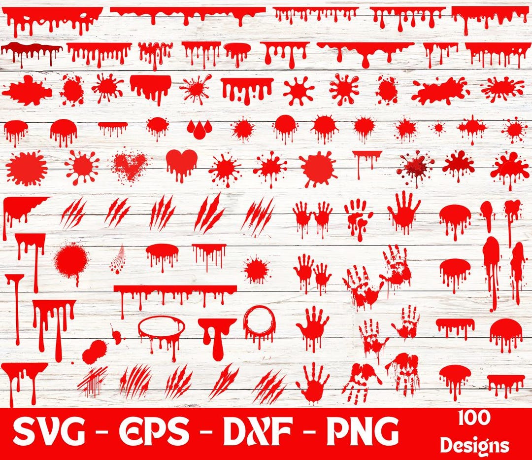 100 Blood Drips SVG PNG Mega Bundle, Dripping Blood SVG, Blood Svg ...