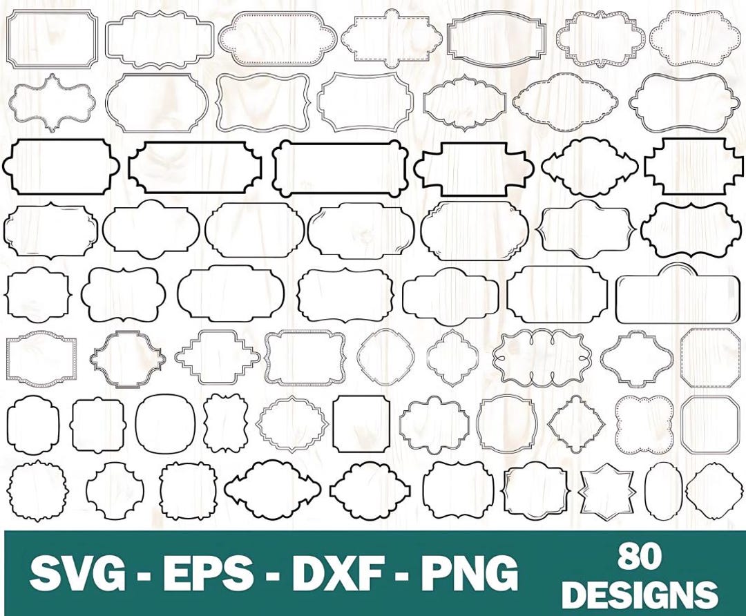 80 Label Frames SVG Bundle, Label Svg, Label Frame Vector Clipart ...