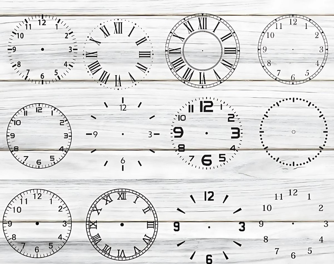 Clock Face SVG Bundle, Clock Svg, Clock Numbers Svg, Roman Numeral ...