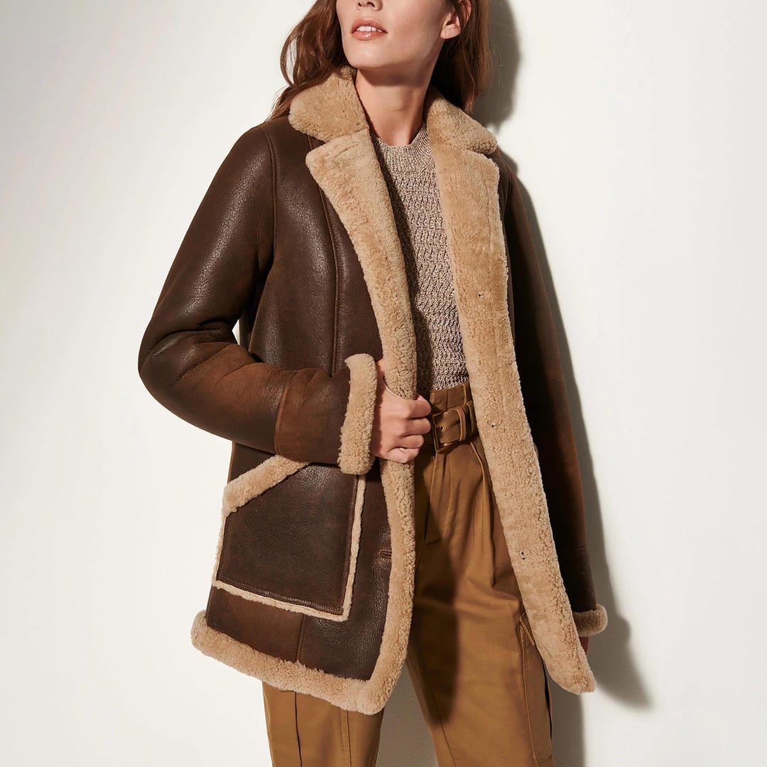 Woman Coat B4 Bomber Raf Aviator Flying Shearling Leather Jacket ...