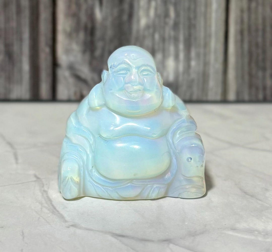 1.85” Opalite Mini Smiling Buddha Crystal Carving | Carved & Polished ...