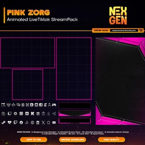 Pink Zorg Animated Tiktok Live Streaming Package | Screens,webcams ...