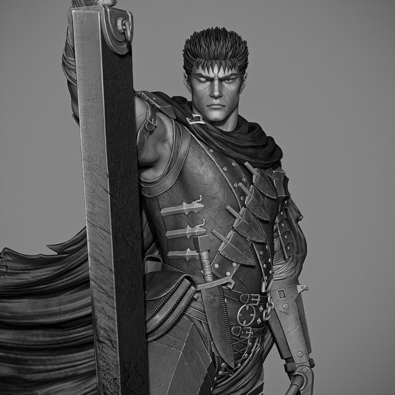 Premium STL File | Armored Fighter Hero Statue | Multiple Scales Figure ...