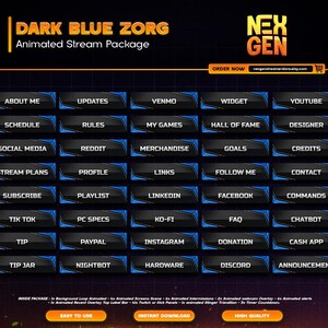 Dark Blue Zorg Animated Stream Package – Overlays, Alerts, Webcam ...