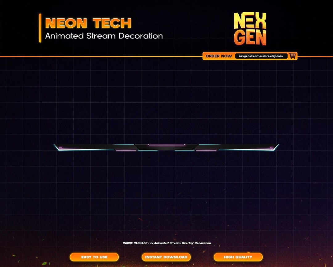 Neon Tech Animated Stream Overlay Decoration for Twitch, Kick, Youtube ...