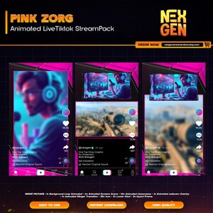 Pink Zorg Animated Tiktok Live Streaming Package | Screens,webcams ...