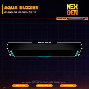 Aqua Buzzer Animated Stream Alerts Notification for Twitch, Youtube ...