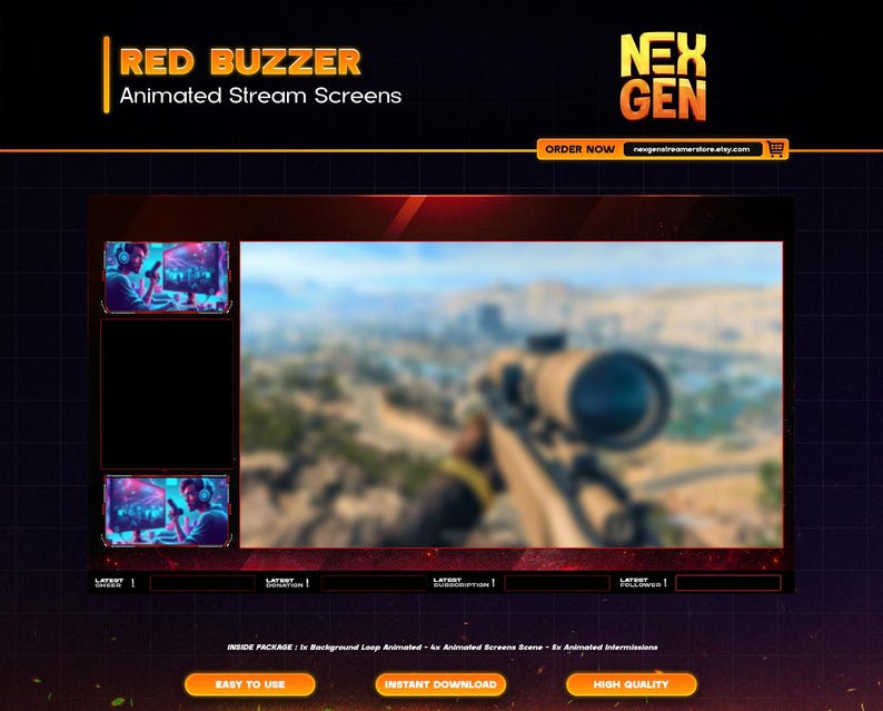 9x Red Buzzer Animated Stream Screen Scenes Pack for Twitch, Youtube ...