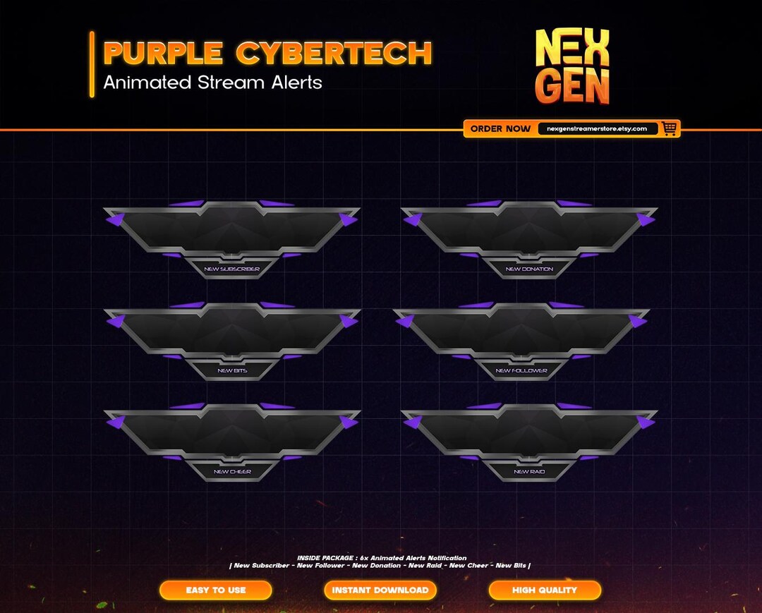 Purple Cybertech Animated Alerts Notification for Stream | Twitch ...