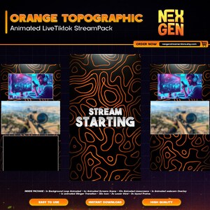 Orange Topographic Animated Tiktok Live Streaming Package | Screens ...