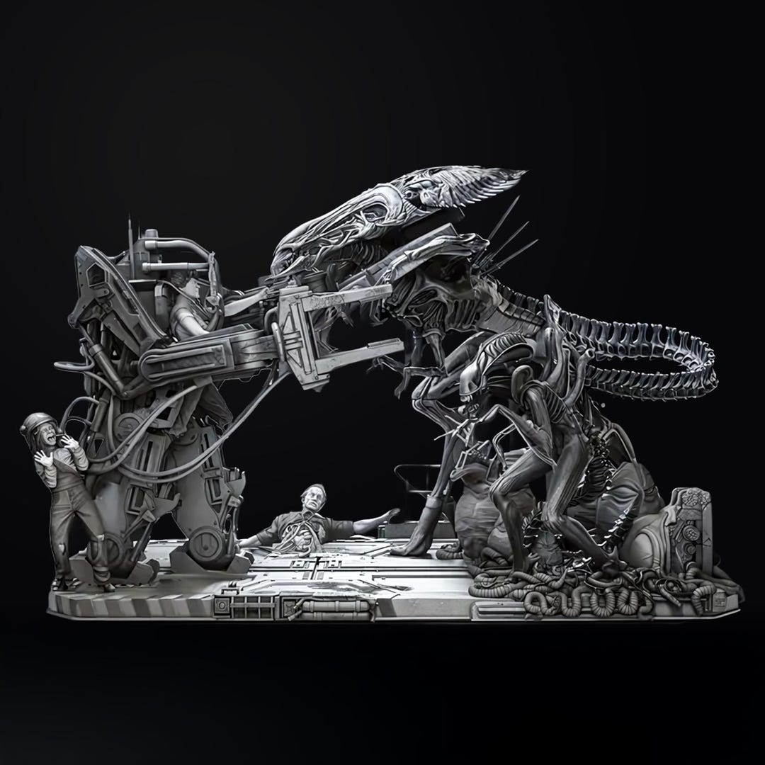 Alien Queen Vs Power Loader Diorama STL | Xenomorph Fanart | Multi ...