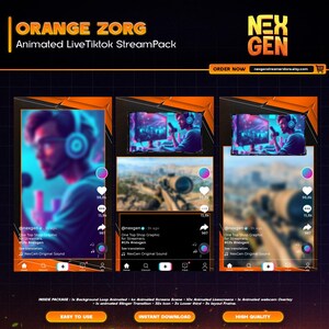 Orange Zorg Animated Tiktok Live Streaming Package | Screens,webcams ...