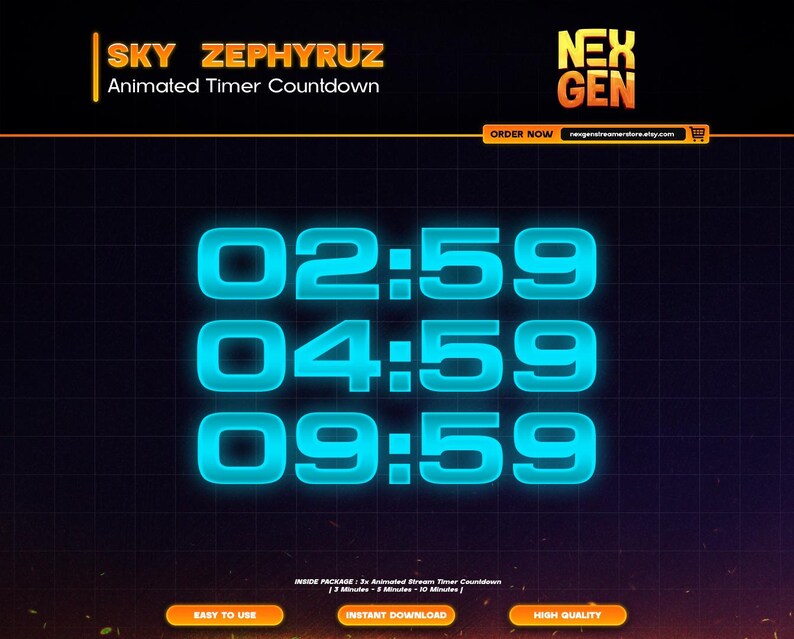 Sky Zephyruz Animated Stream Timers Countdown | Twitch, Youtube & Kick ...