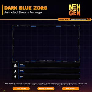 Dark Blue Zorg Animated Stream Package – Overlays, Alerts, Webcam ...