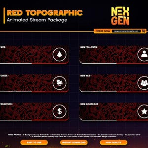 Red Topographic Stream Package – Animated Overlays, Alerts, Webcam ...