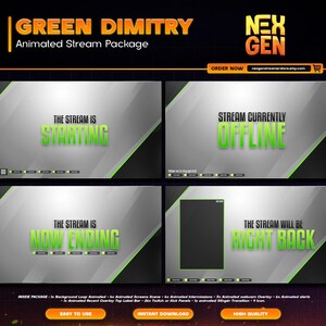 Green Dimitry Stream Package – Animated Overlays, Alerts, Webcam ...