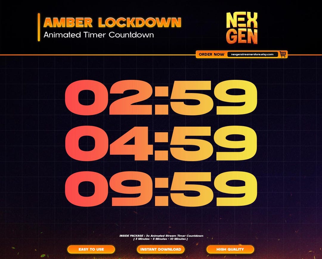 Amber Lockdown Animated Stream Timers Countdown | Twitch, Youtube ...
